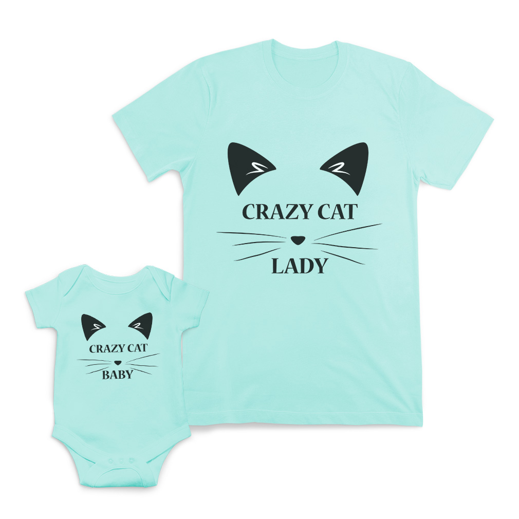 Mom and Baby Matching Outfits Crazy Cat Baby Cat Lady Knit Cotton Match ...