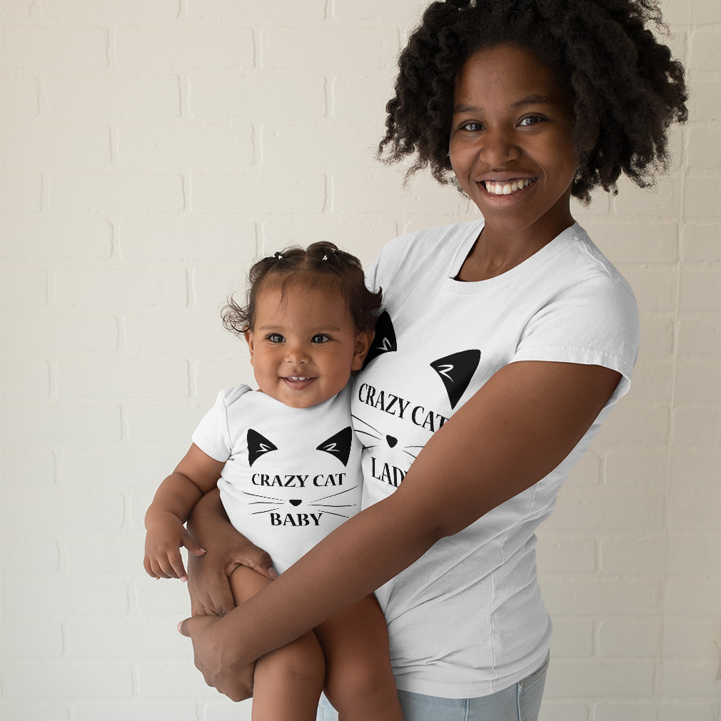 Mom and Baby Matching Outfits Crazy Cat Baby Cat Lady Knit Cotton Match ...